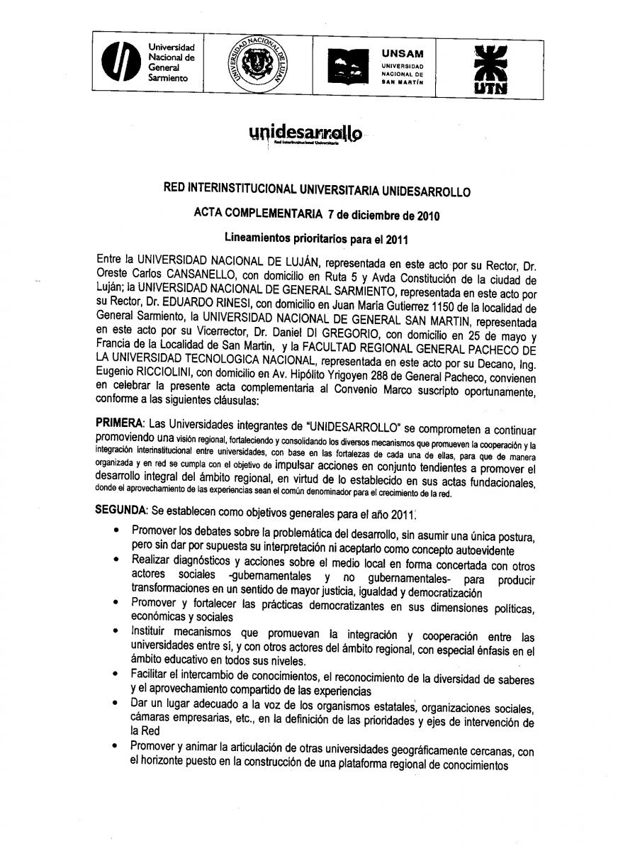 Actas Complementarias | Unidesarrollo